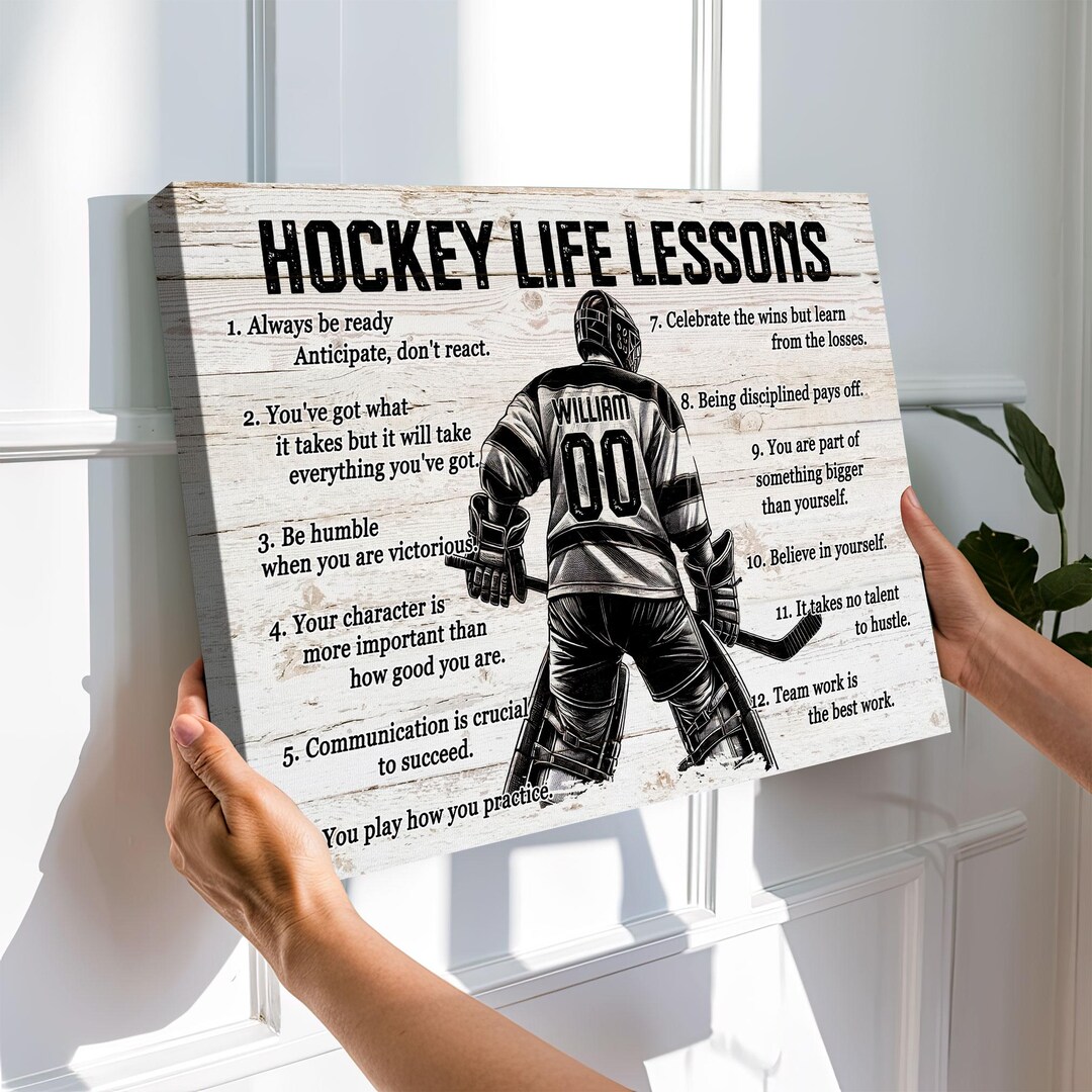 Hockey Life Lessons Personalized Canvas, Custom Hockey Poster Print ...
