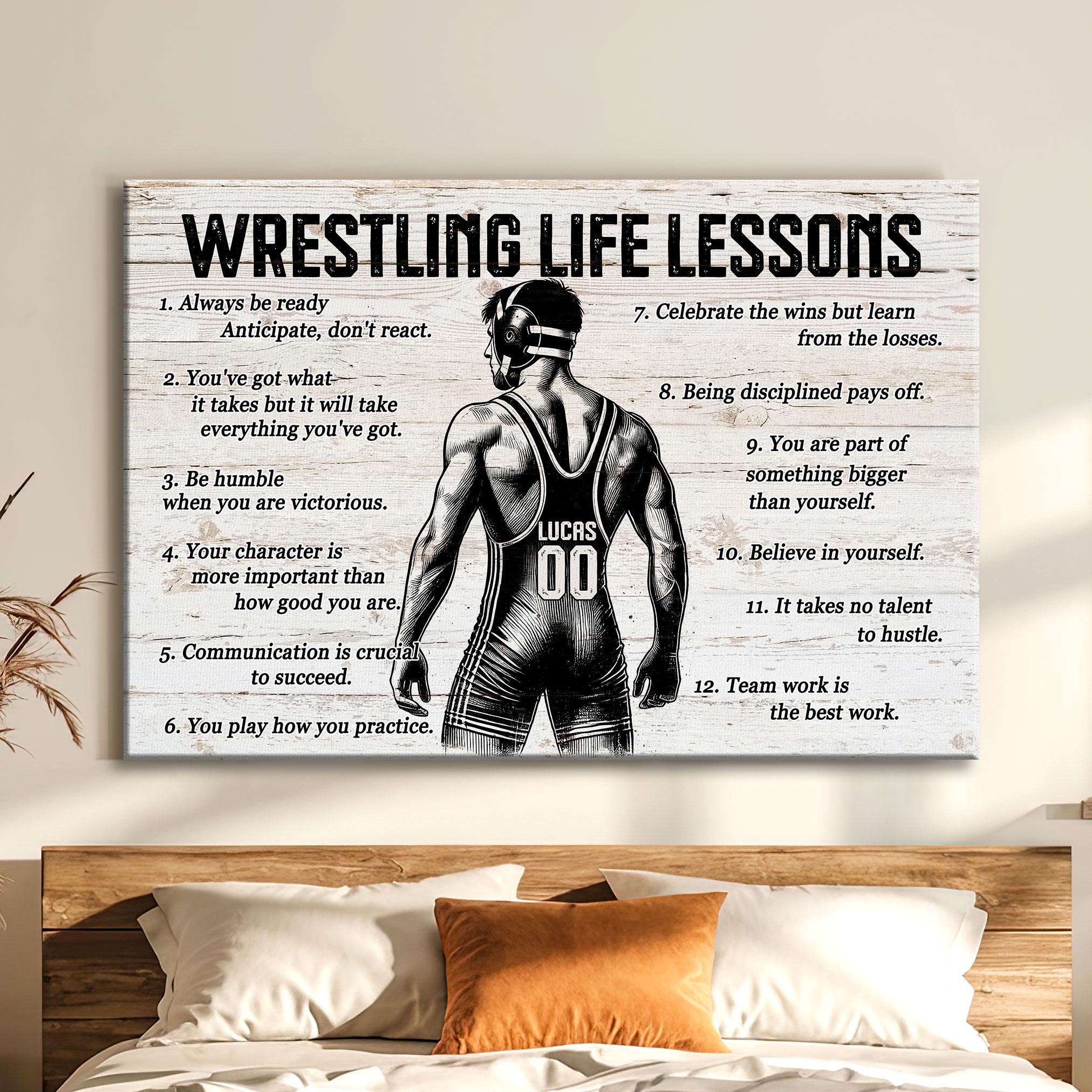 Wrestling Life Lessons Personalized Canvas, Custom Wrestling Poster ...
