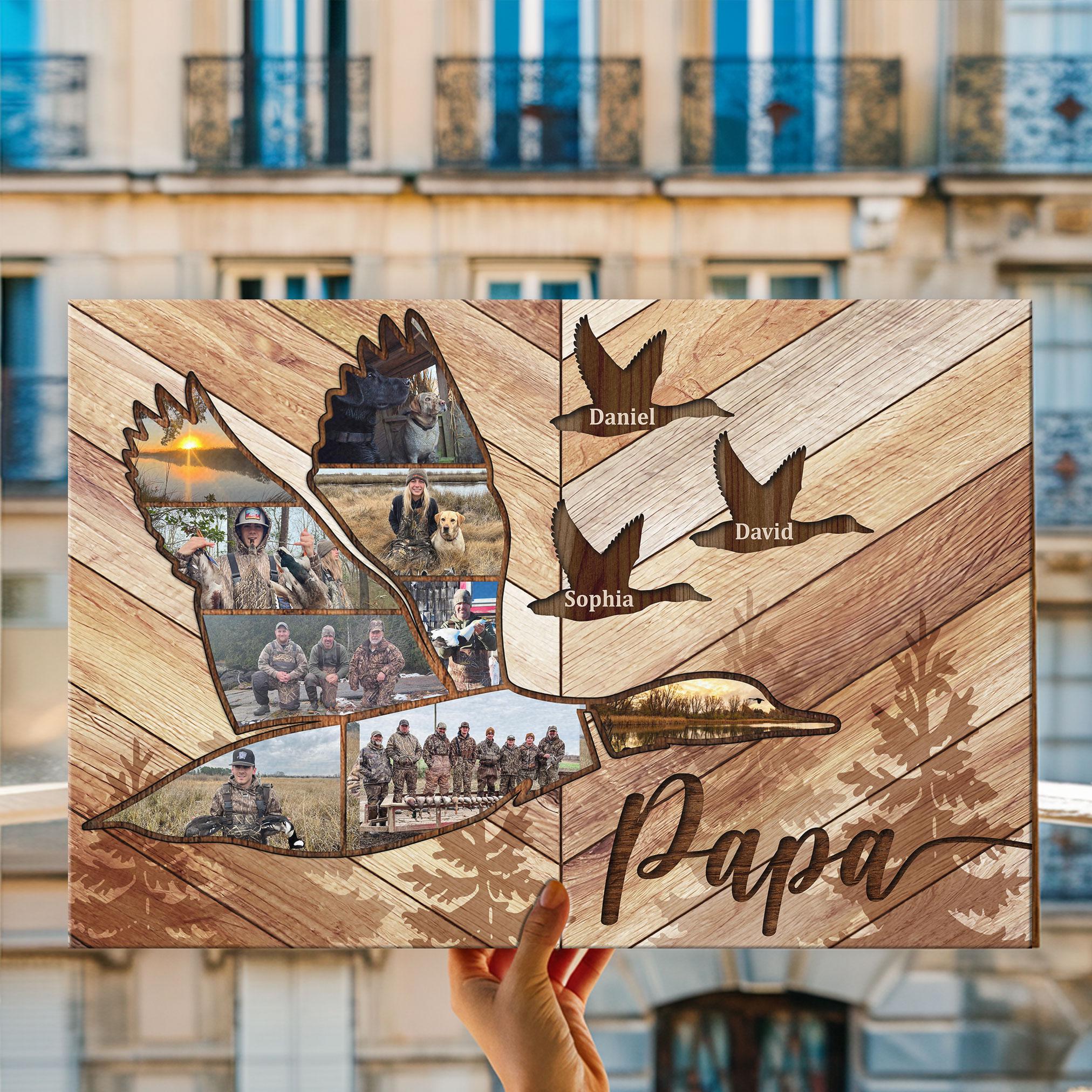 Papa Duck Hunting Canvas, Custom Photo Collage, Rustic Hunting, Father ...