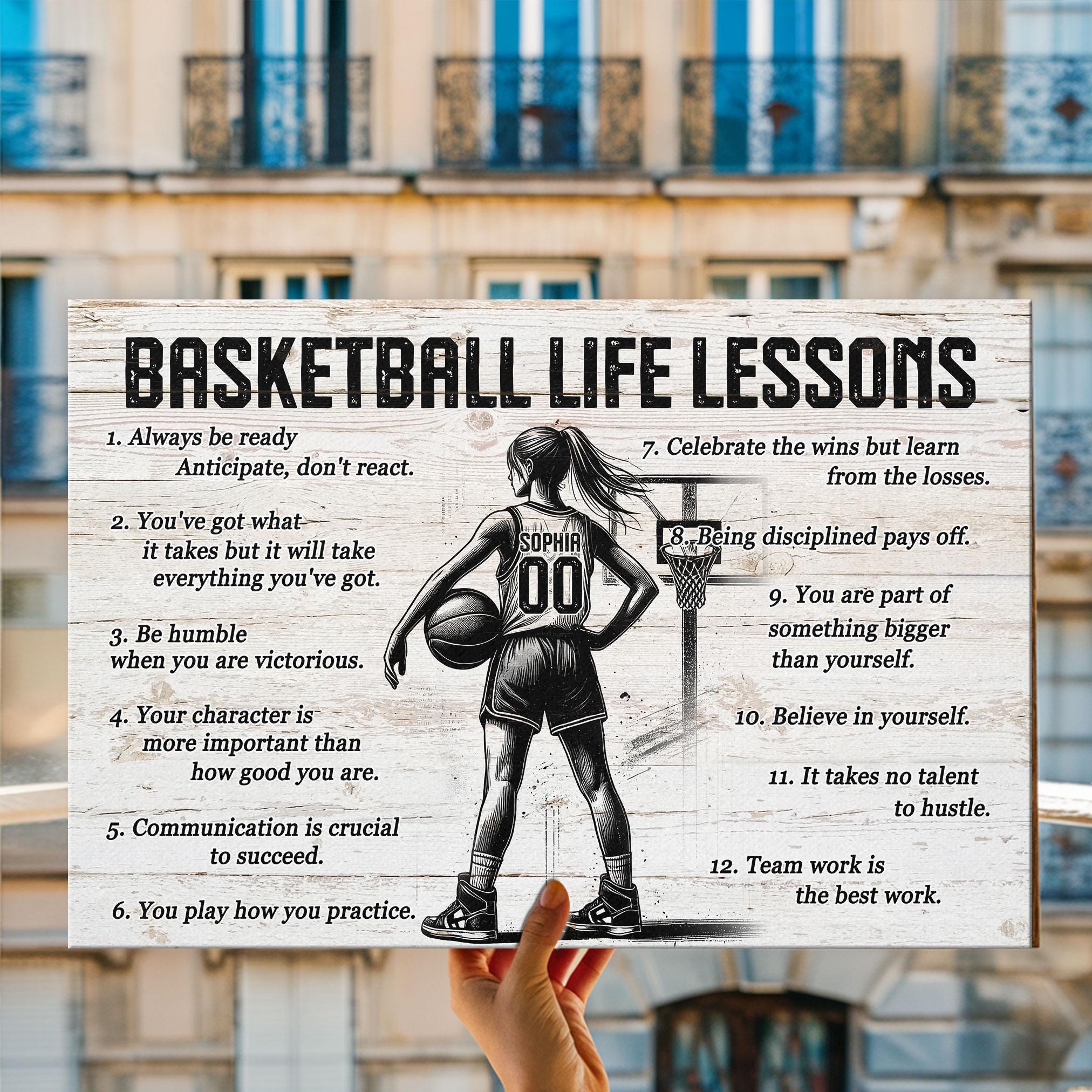 Basketball Life Lessons Personalized Canvas, Custom Basketball Poster ...