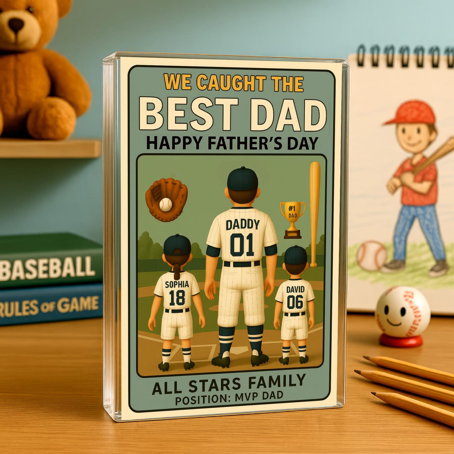 We Scored the Best Dad – Personalized Vintage Baseball Trading Card ...