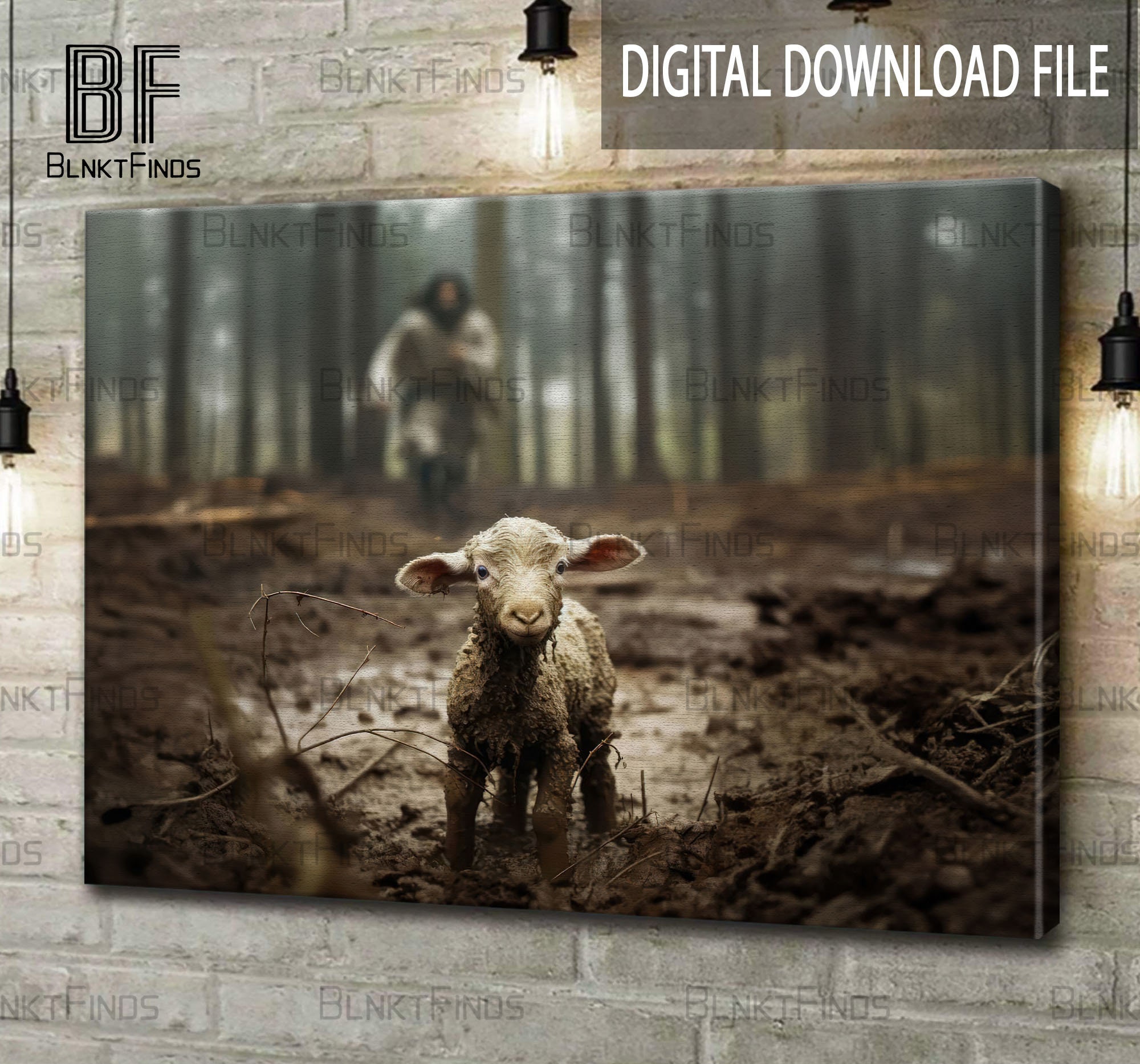 Jesus and Lamb DIGITAL Download, Jesus Running After Lost Lamb God ...
