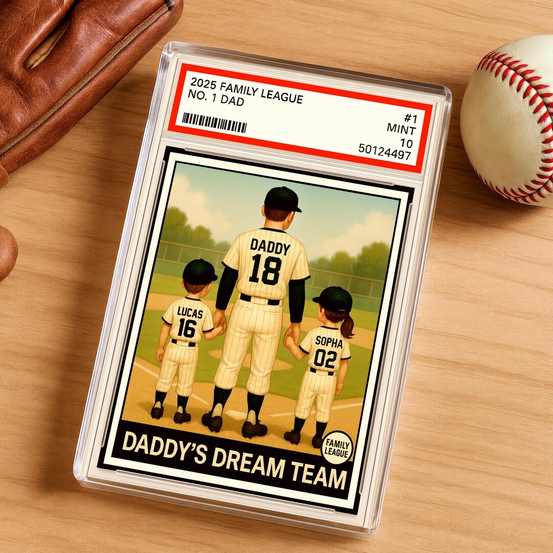 Baseball No. 1 Dad Grandpa Man Kids Trading Card Style, Custom Acrylic ...