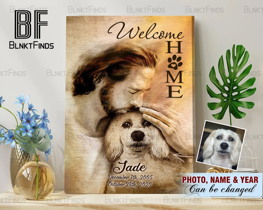 Jesus and Dog Canvas Wall Art, Jesus and Dog Canvas, Custom Dog ...