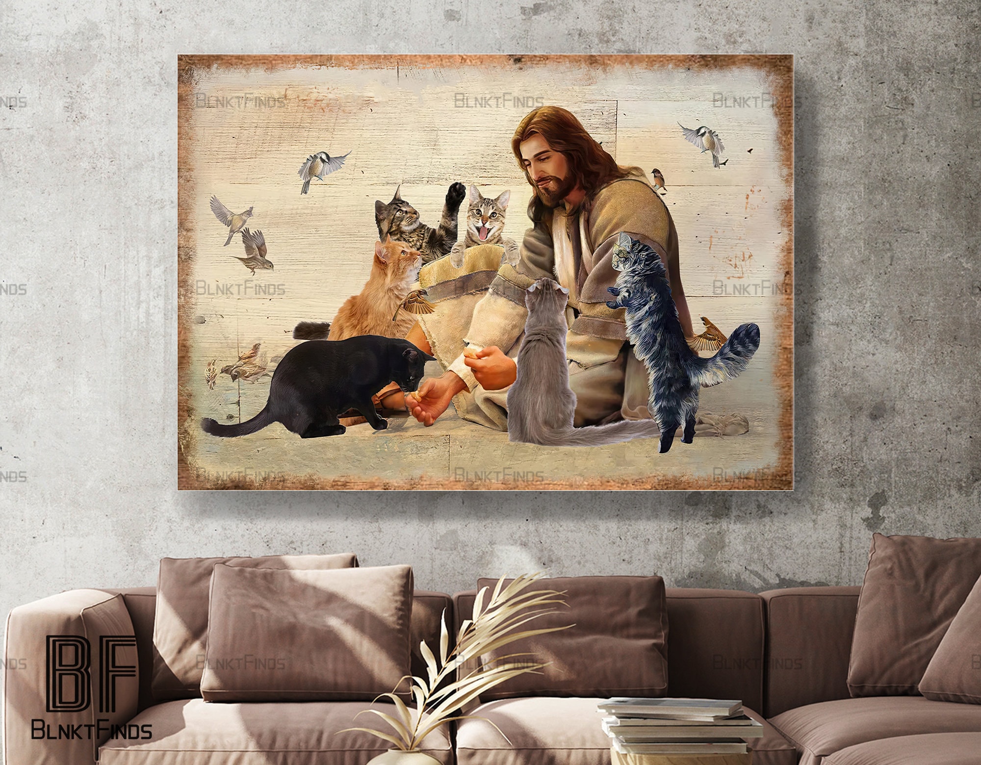Jesus Hug Cats Canvas Tranquil Farm Art Cats With Jesus - Etsy