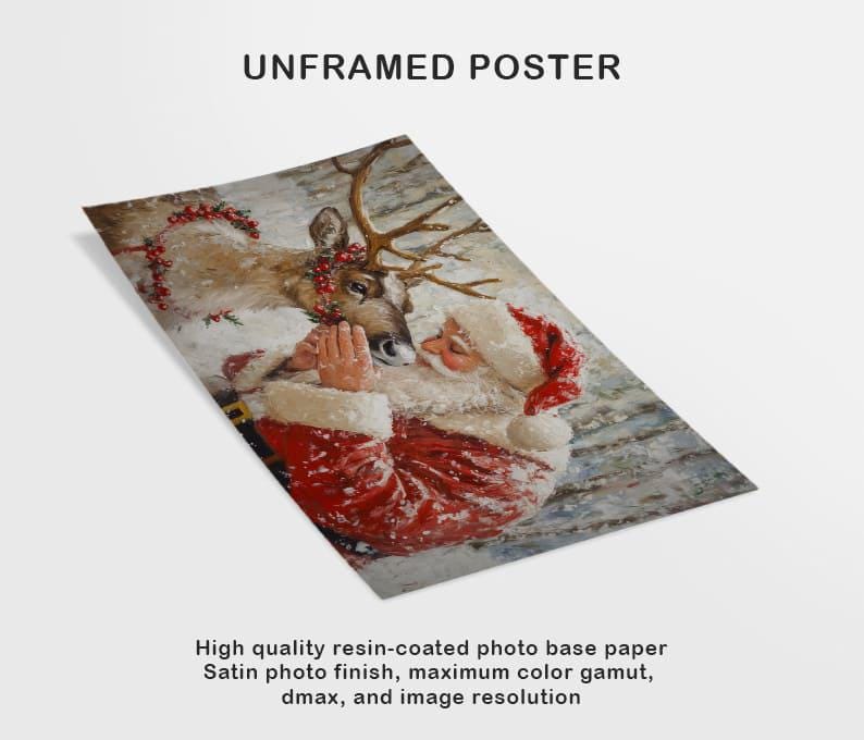 Santa Claus and Reindeer Canvas Art, Christmas 2024 Wall Decor, Festive ...