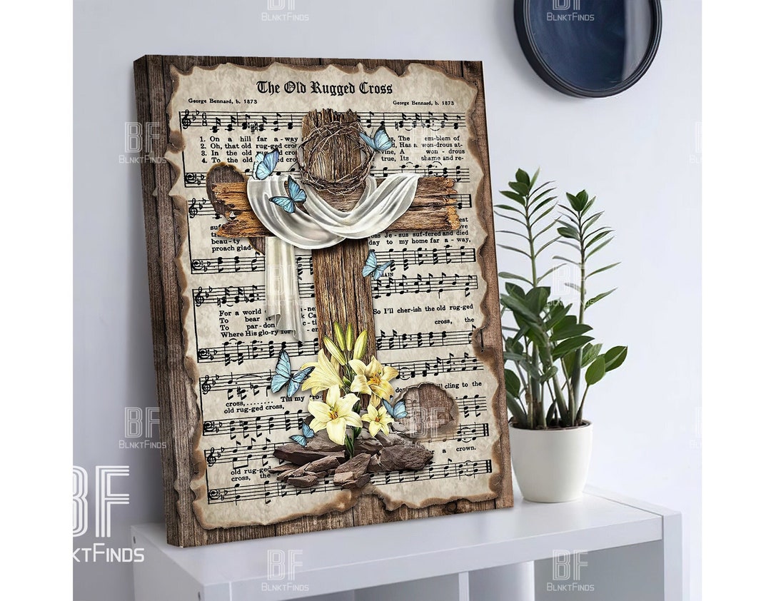 The Old Rugged Cross Canvas, Cross Symbol, Crown of Thorns, Song Lyrics ...