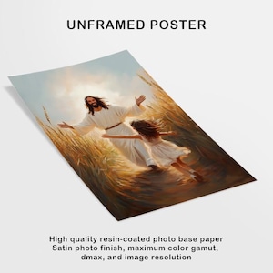 Girl Runs to Jesus Canvas, A Leap of Faith Poster, Christian Wall Art ...