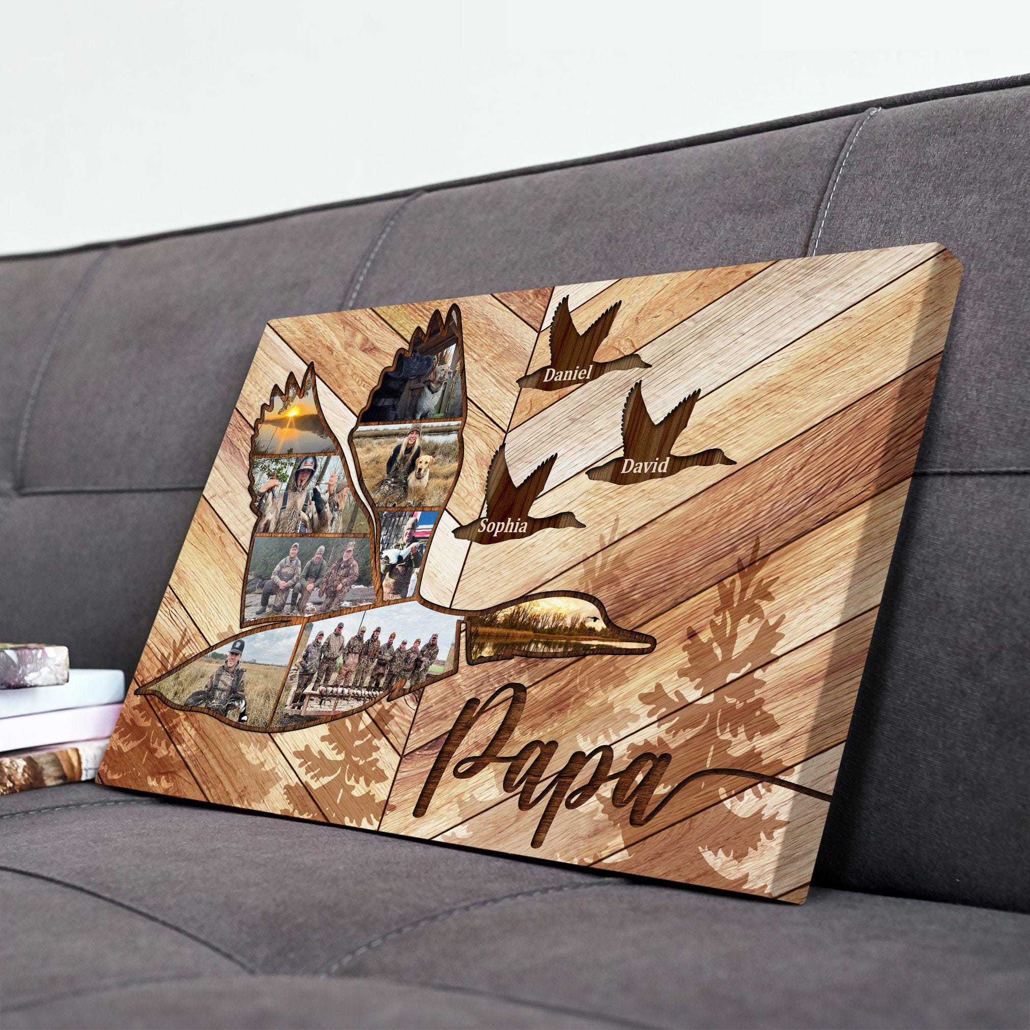 Papa Duck Hunting Canvas, Custom Photo Collage, Rustic Hunting, Father ...