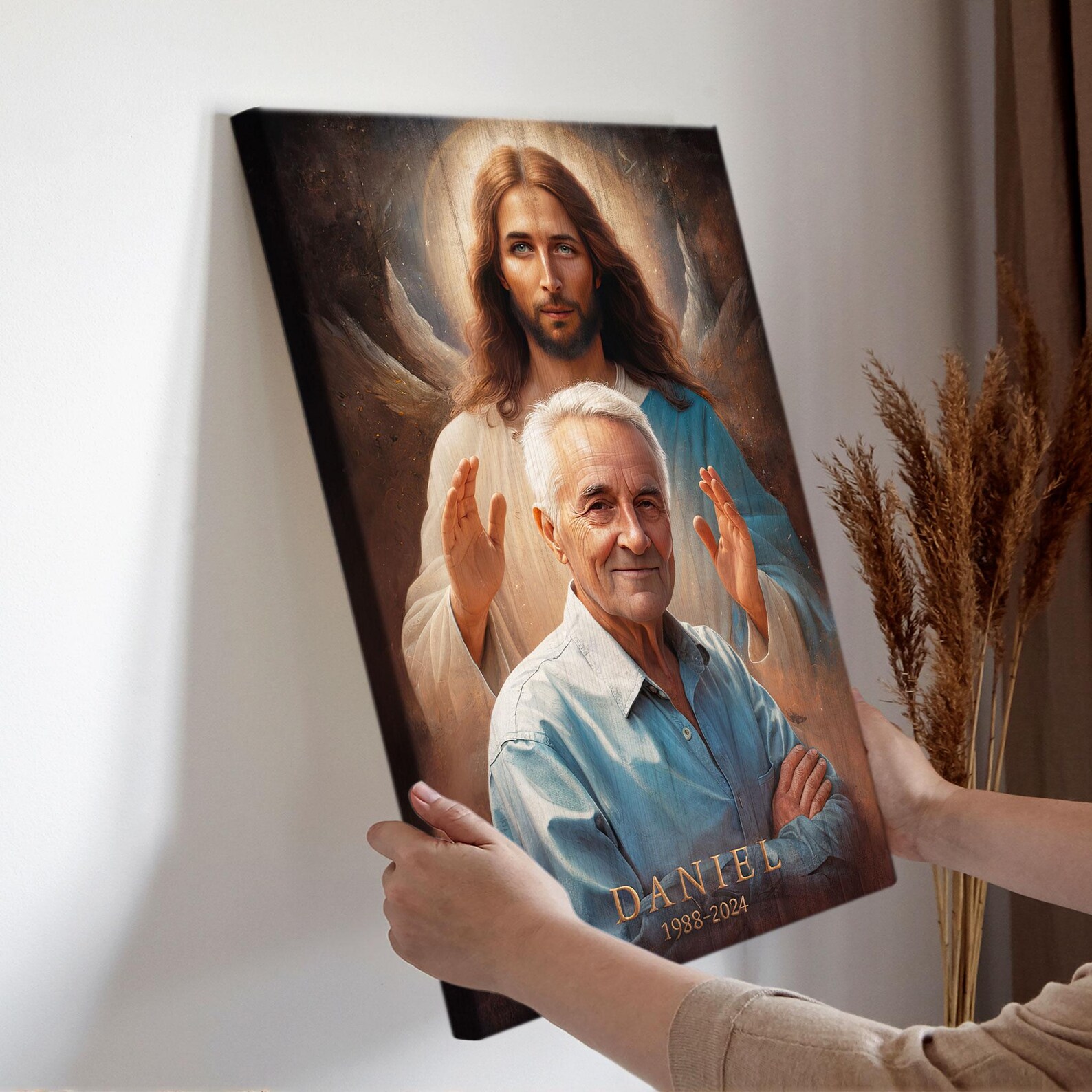 Custom Christian Memorial Canvas – Jesus & Loved One Tribute – Faith ...