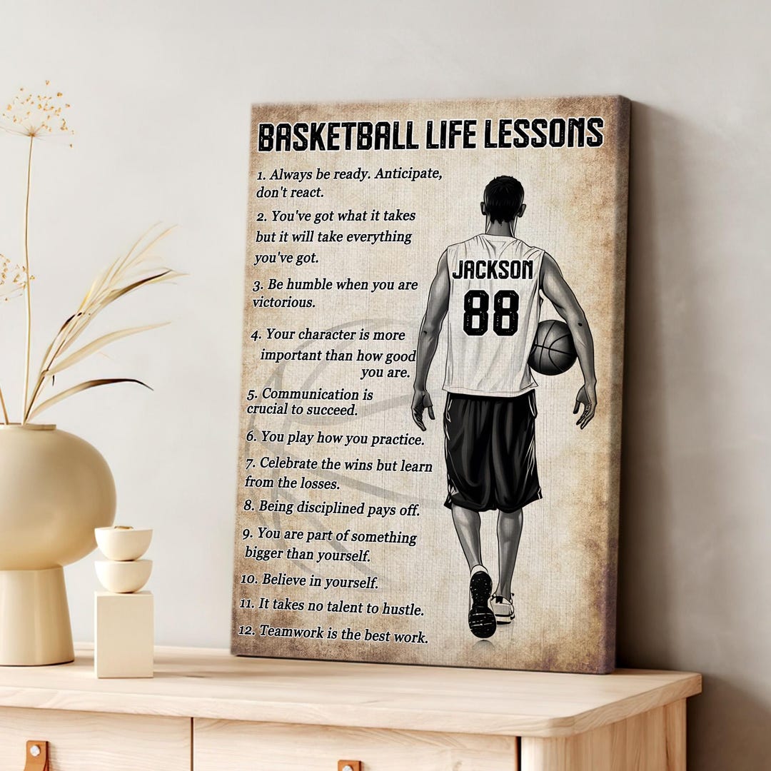 Basketball Life Lessons Canvas for Men, Boy, Male – Inspiring Wall Art ...