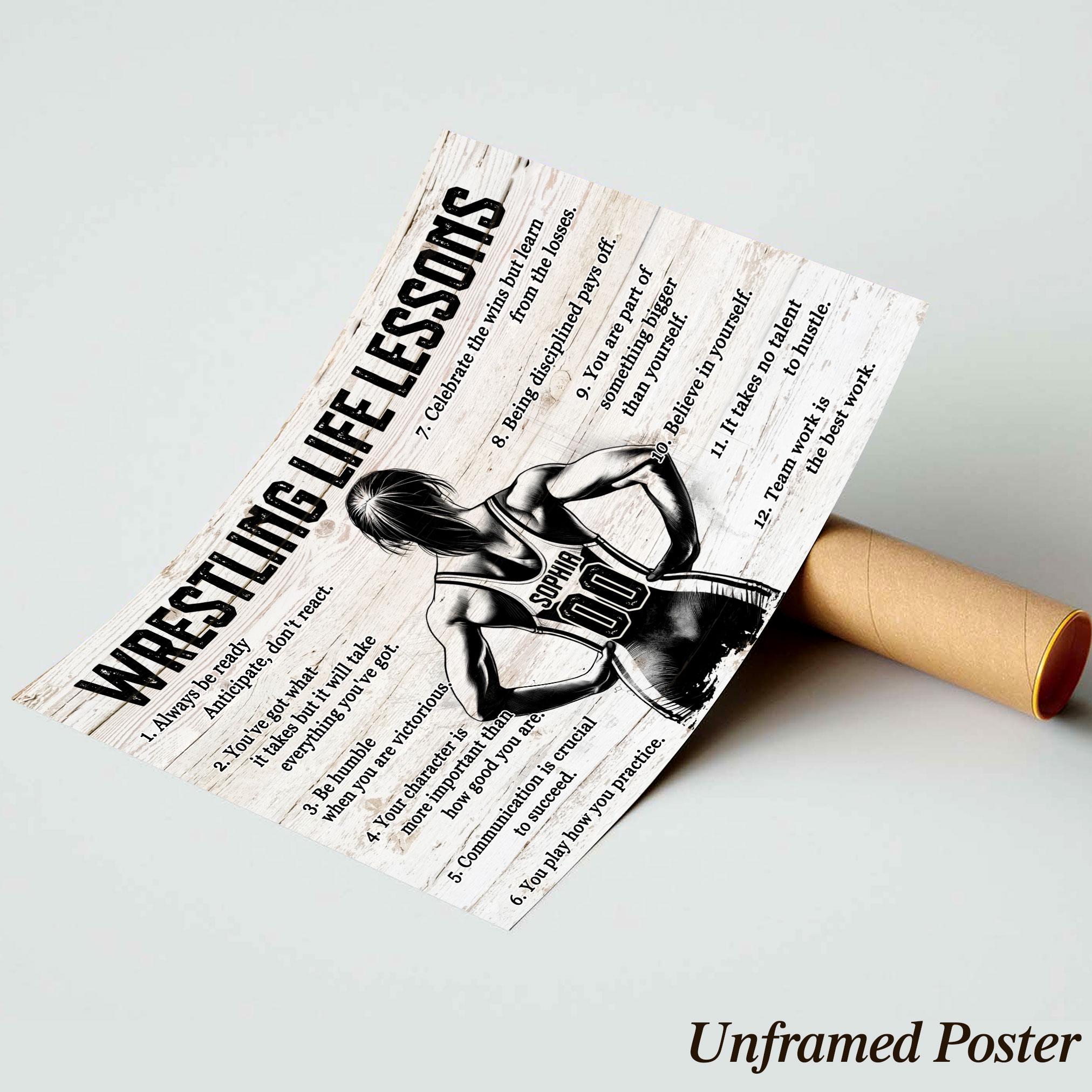 Wrestling Life Lessons Personalized Canvas, Custom Wrestling Poster ...