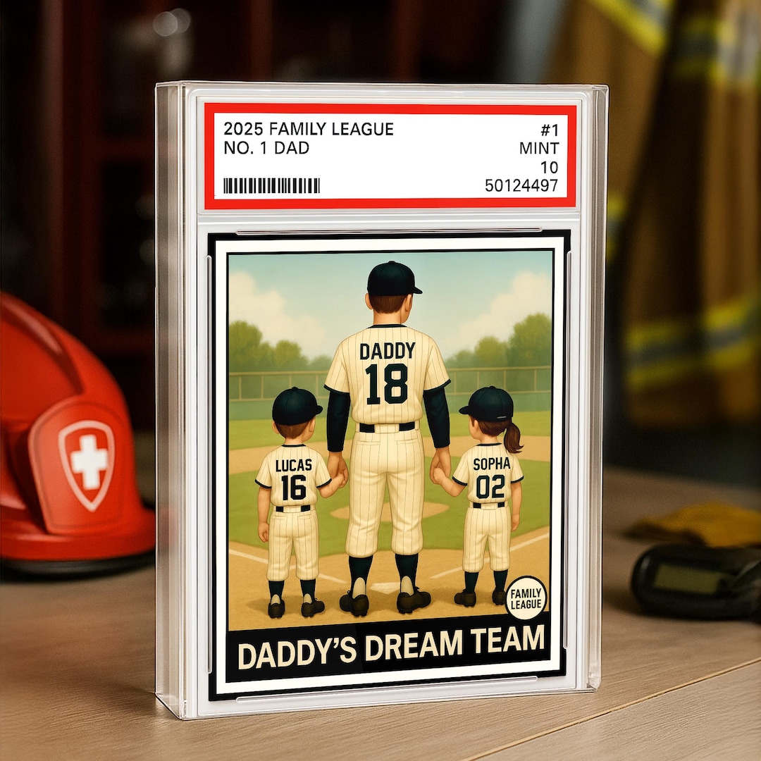 Custom No.1 Dad Baseball Trading Card Style, Dad Acrylic Block Plaque ...