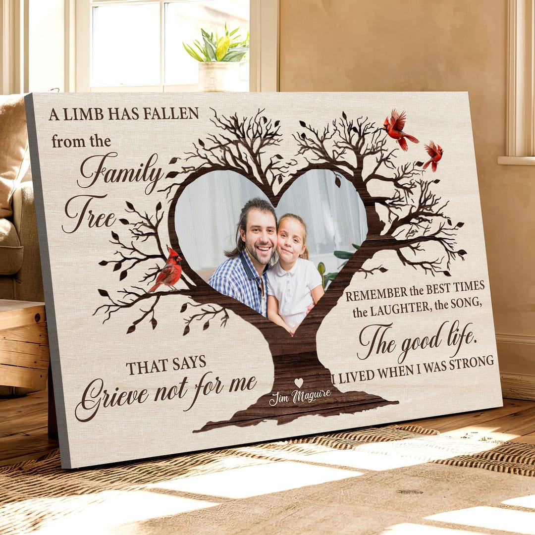 Custom Family Tree Canvas, A Limb Has Fallen, Memorial Photo Poster ...