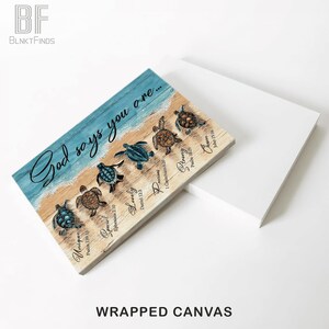 God Says You Are, Sea Turtle on Sand Beach Art Canvas, Turtle Canvas ...