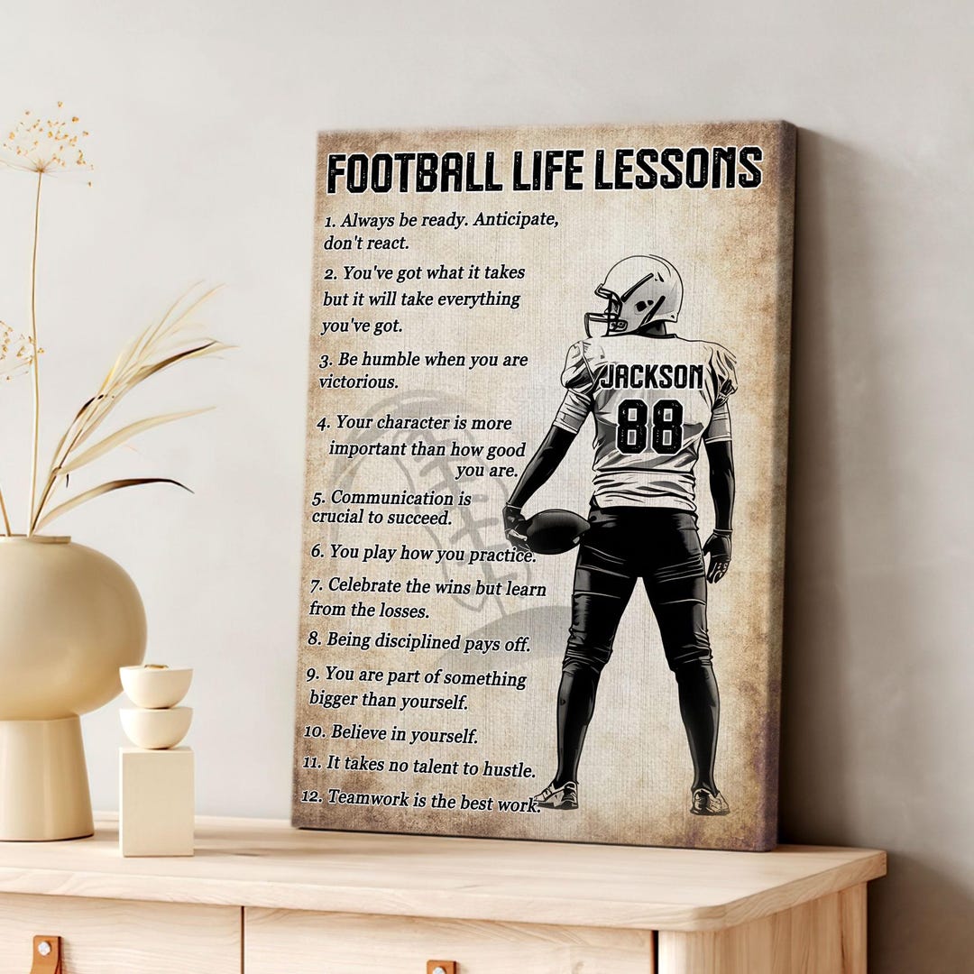 Football Life Lessons Canvas for Men, Boy, Male – Inspire, Hustle ...
