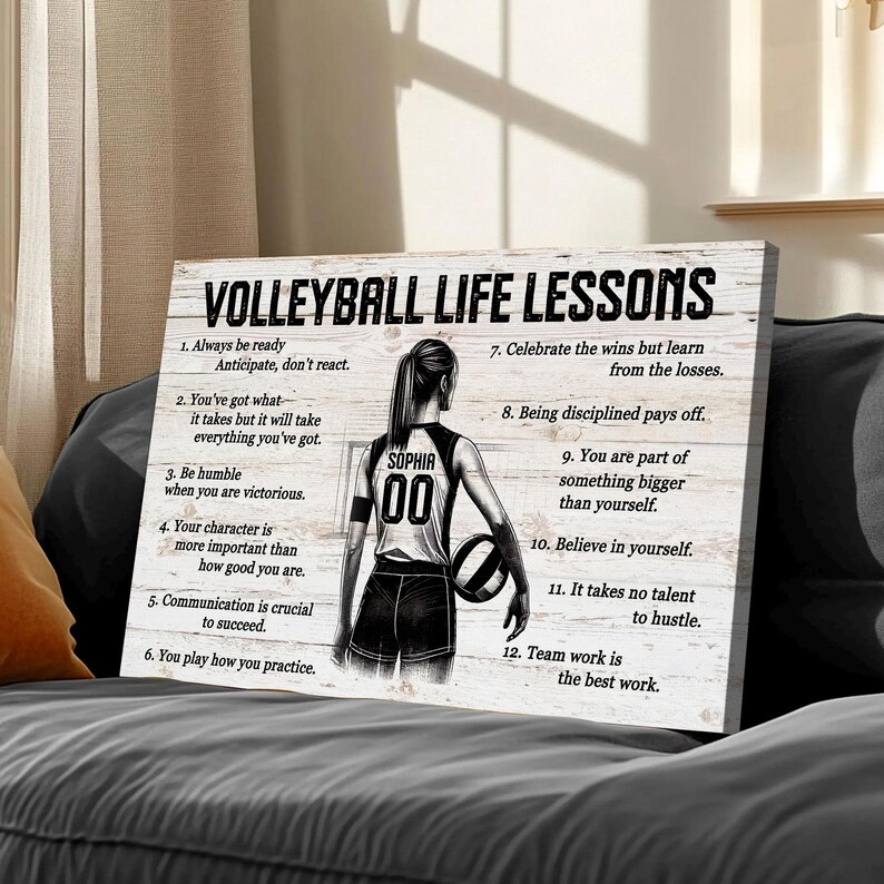 Volleyball Life Lessons Personalized Canvas, Custom Volleyball Poster ...