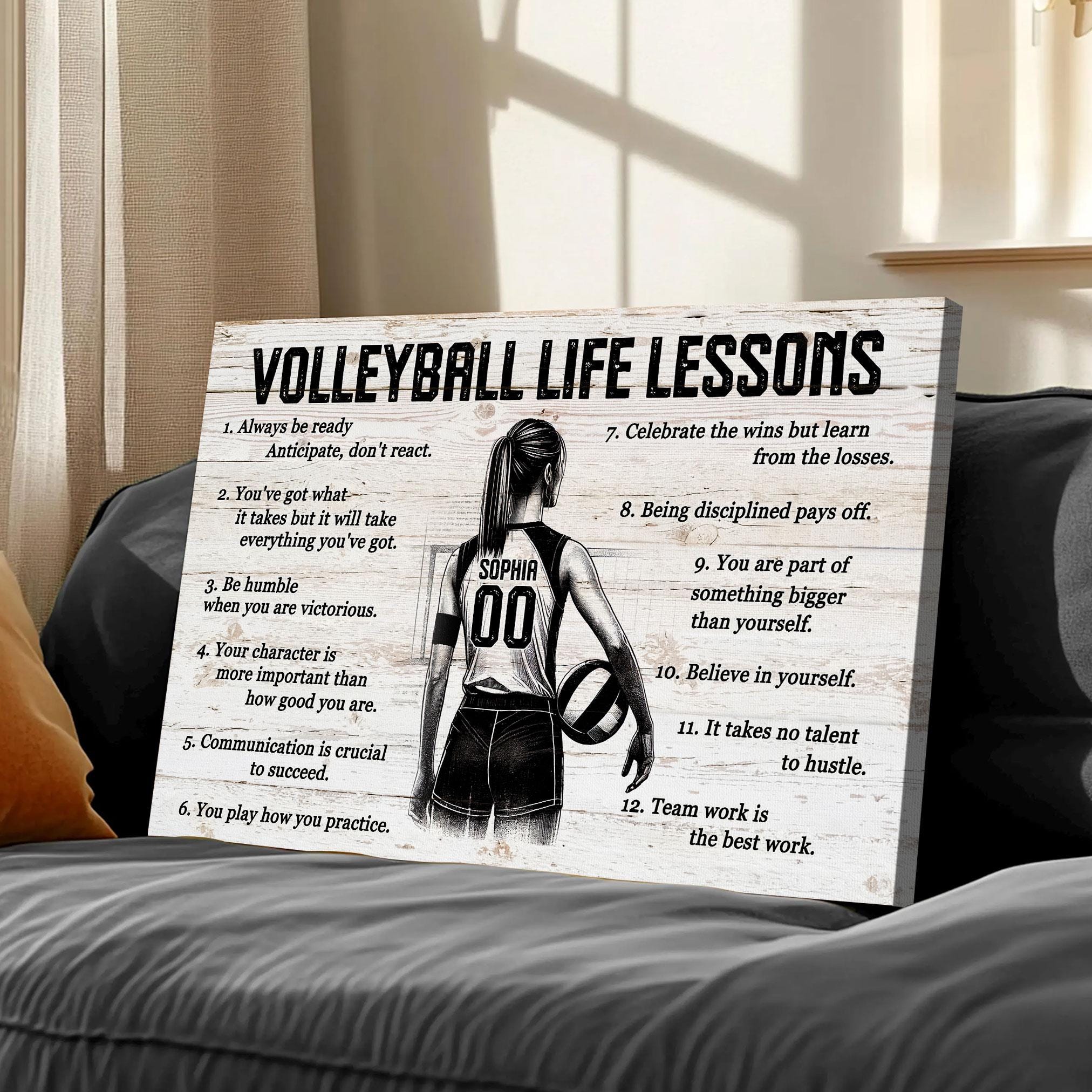 Volleyball Life Lessons Personalized Canvas, Custom Volleyball Poster ...