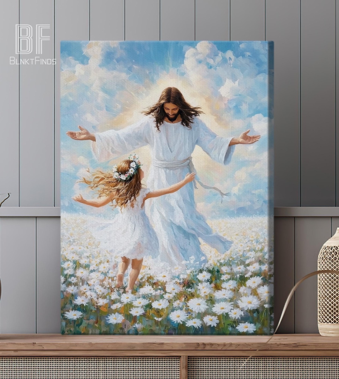 Jesus and Girl Dancing Canvas, Modern Christian Art Poster, Jesus With ...