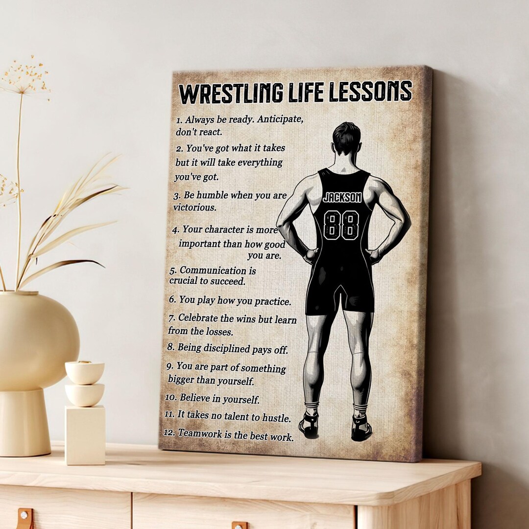 Personalized Wrestling Life Lessons Canvas for Girl, Women, Female ...