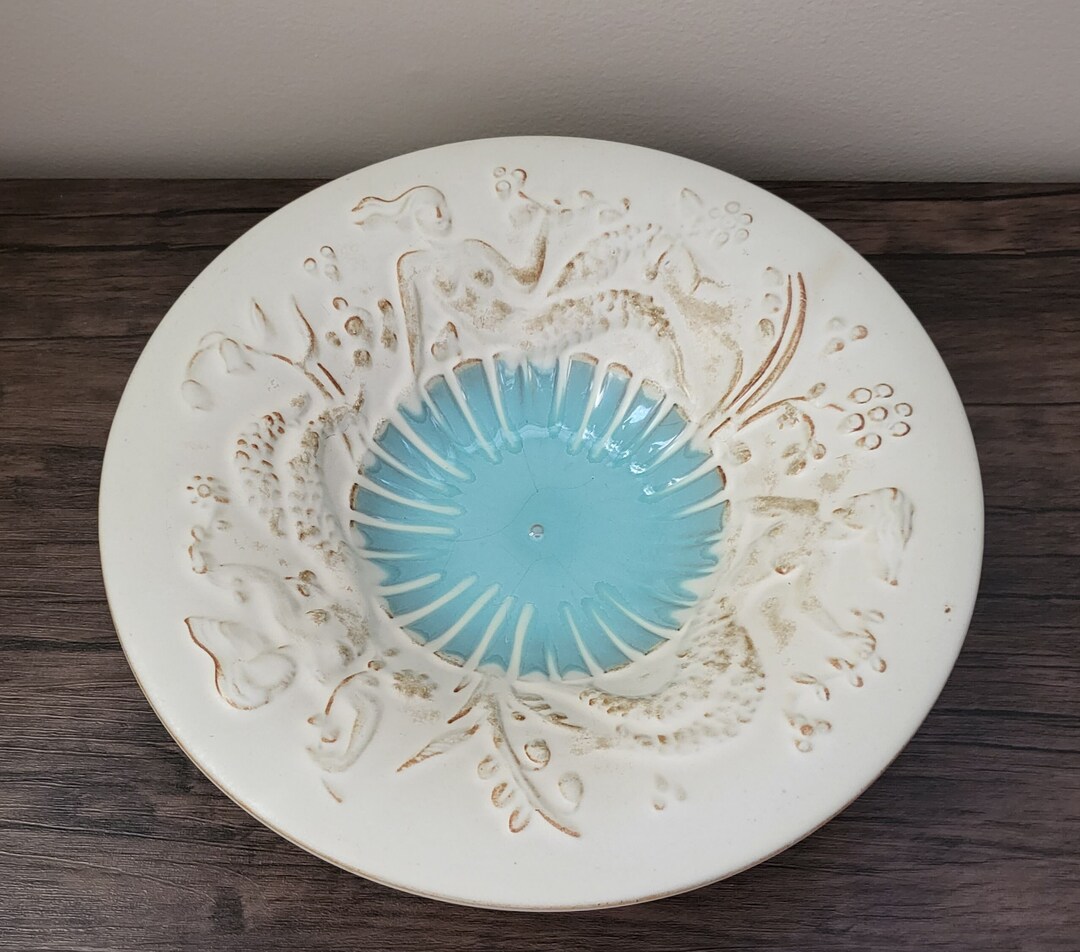 Anna-lisa Thomson Mermaid Relief, Large 12-1/2 Ceramic Centerpiece Bowl ...