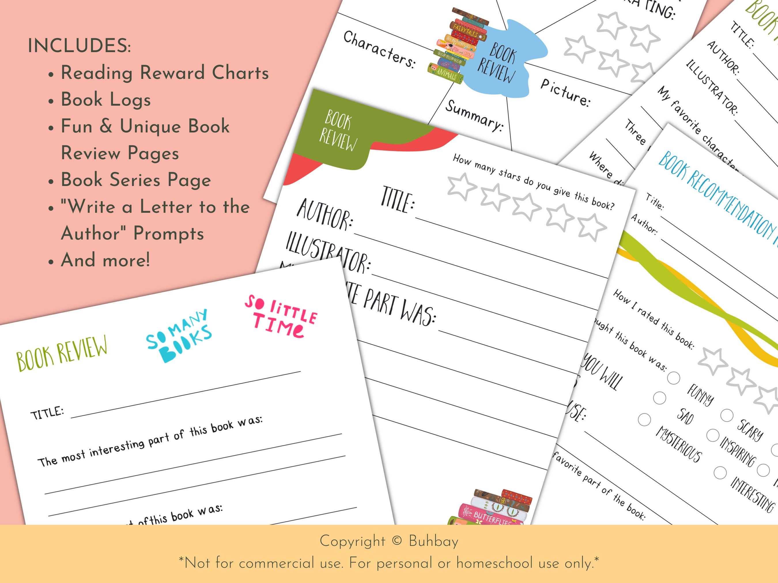Reading Book Log and Reward Chart for Kids - Etsy