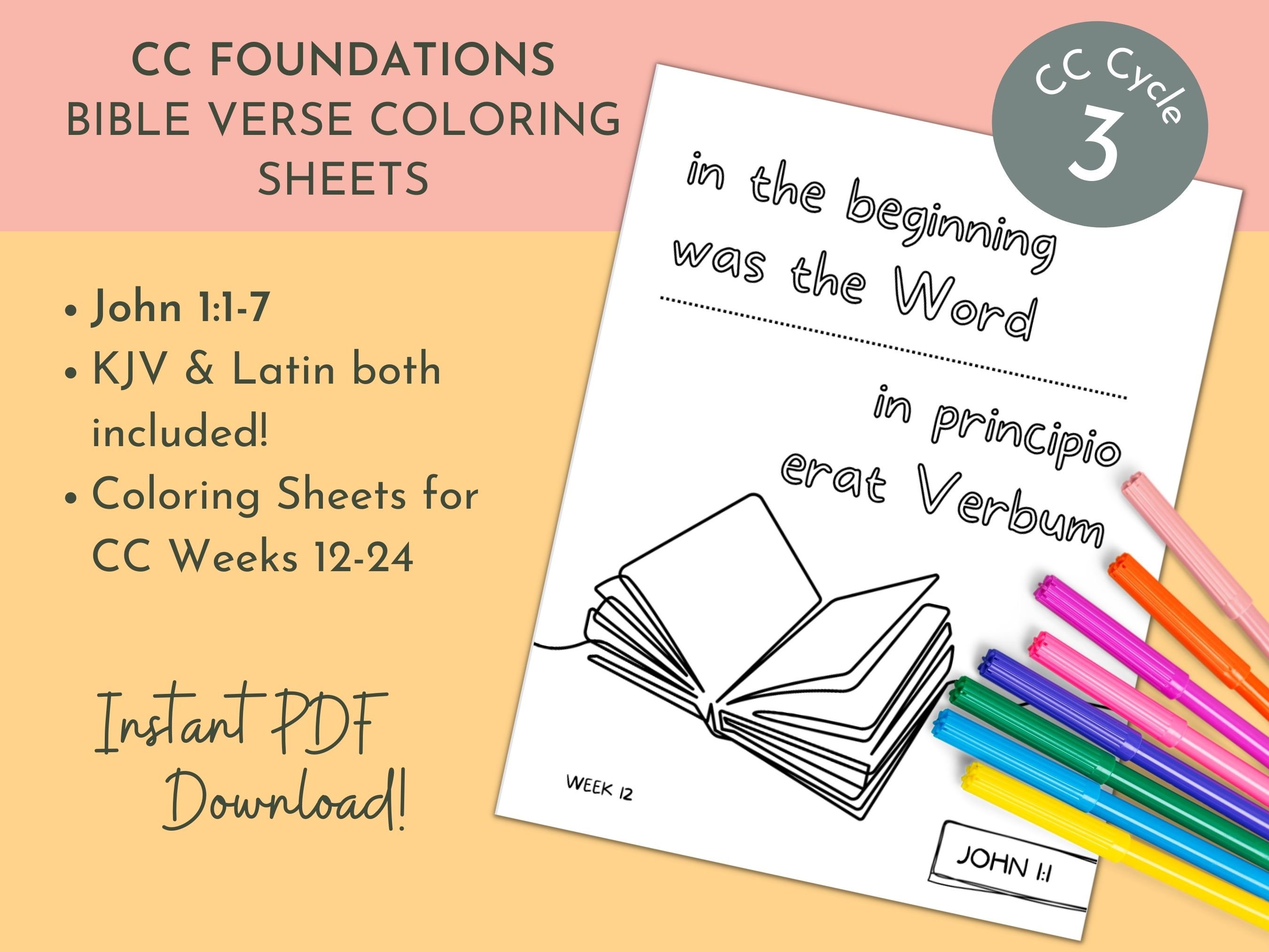 CC Cycle 3 Foundations Bible Memory Verse Coloring Sheets John 1:1-7 ...