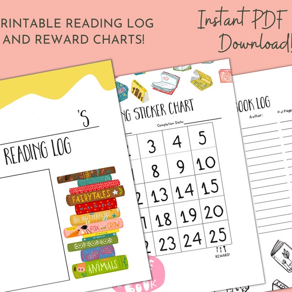 Reading Book Log and Reward Chart for Kids - Etsy