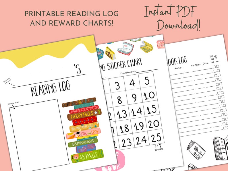 Reading Book Log and Reward Chart for Kids - Etsy