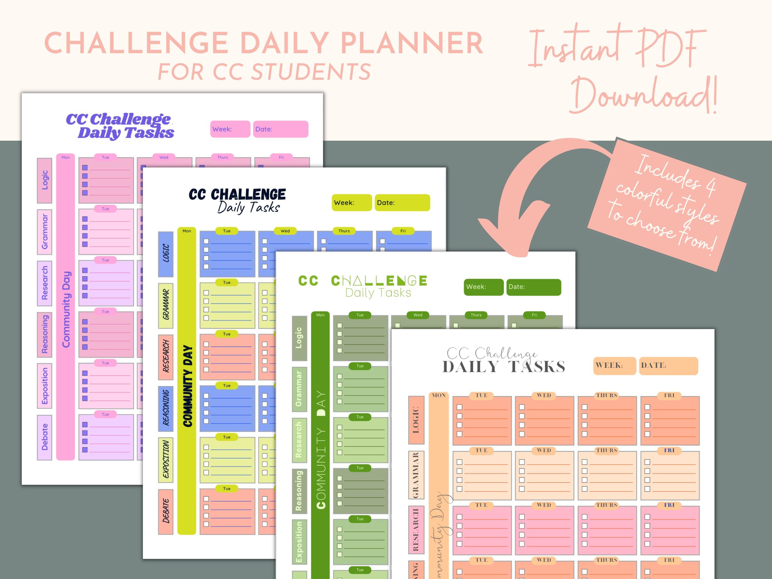 CC Challenge Daily Planner | Stick-in-the-sand Simple Daily Task ...