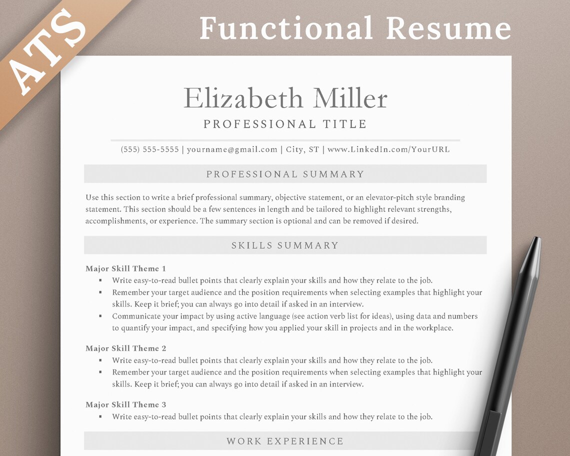Functional Skill-based Resume Template for Google Docs and Word Clean ...