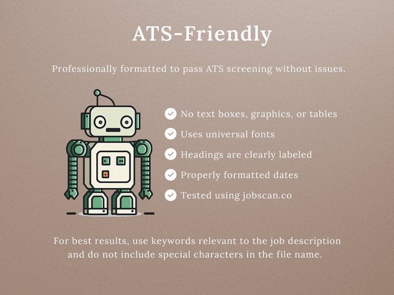 Instant Download Functional Minimalist Ats-friendly Resume Template ...