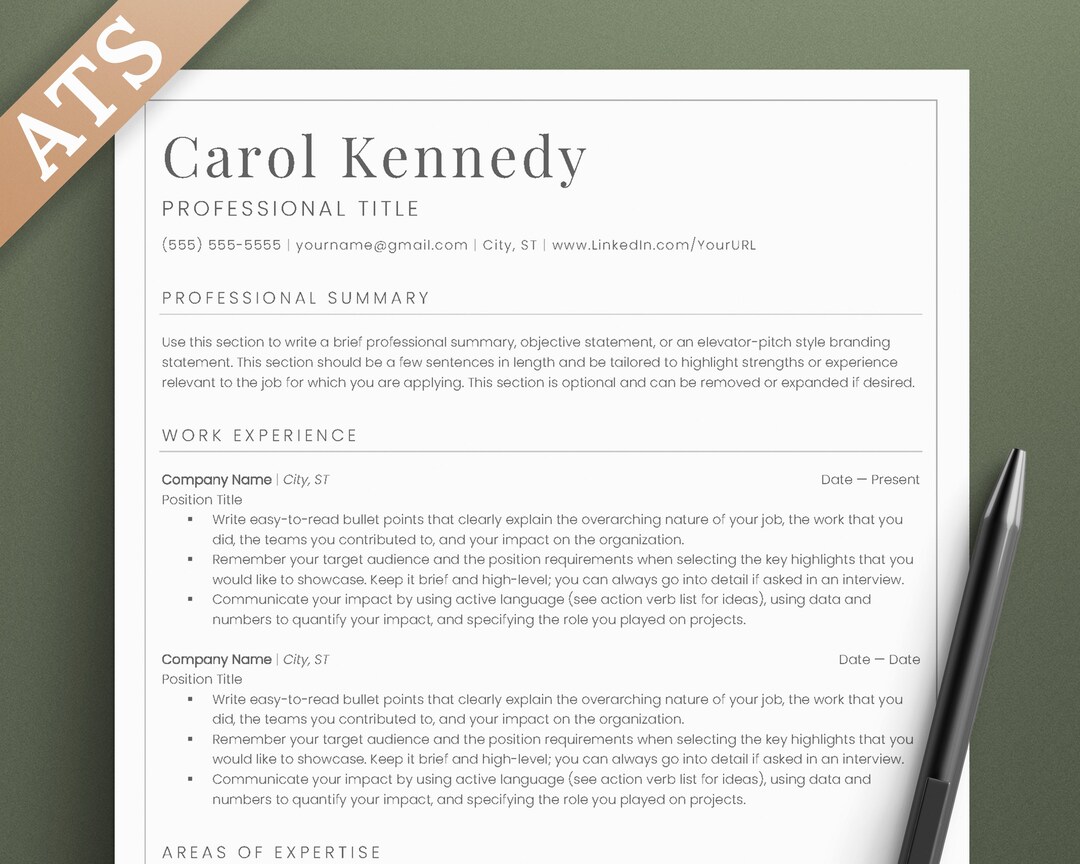 Sleek Ats-optimized Resume CV Template Professional Modern Design for ...