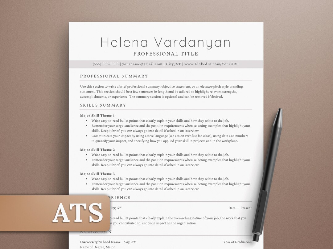 Contemporary Functional Resume Template ATS | Modern Resume Template ...
