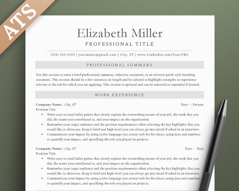 Modern Professional Ats-friendly Resume Template for Google Docs and ...
