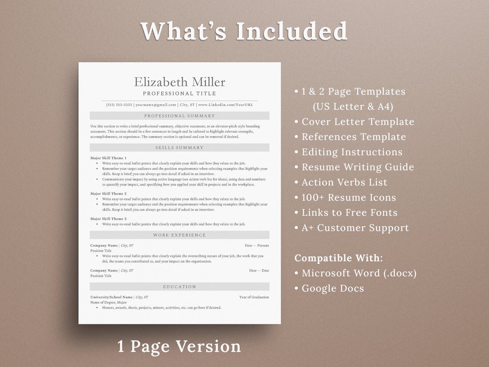 Functional Skill-based Resume Template for Google Docs and Word | Clean ...