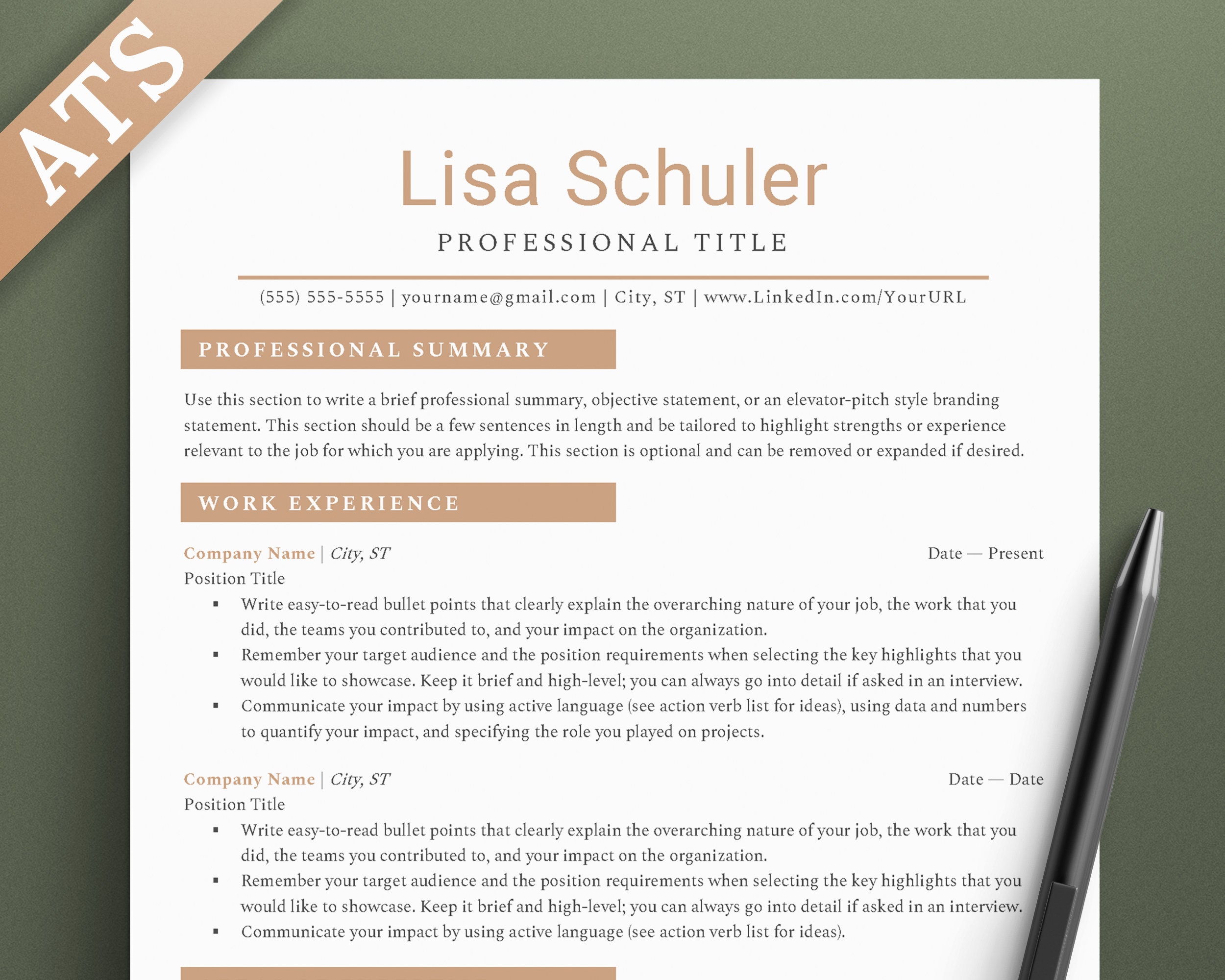 Unique and Modern ATS Resume Template for Google Docs and Word Creative ...