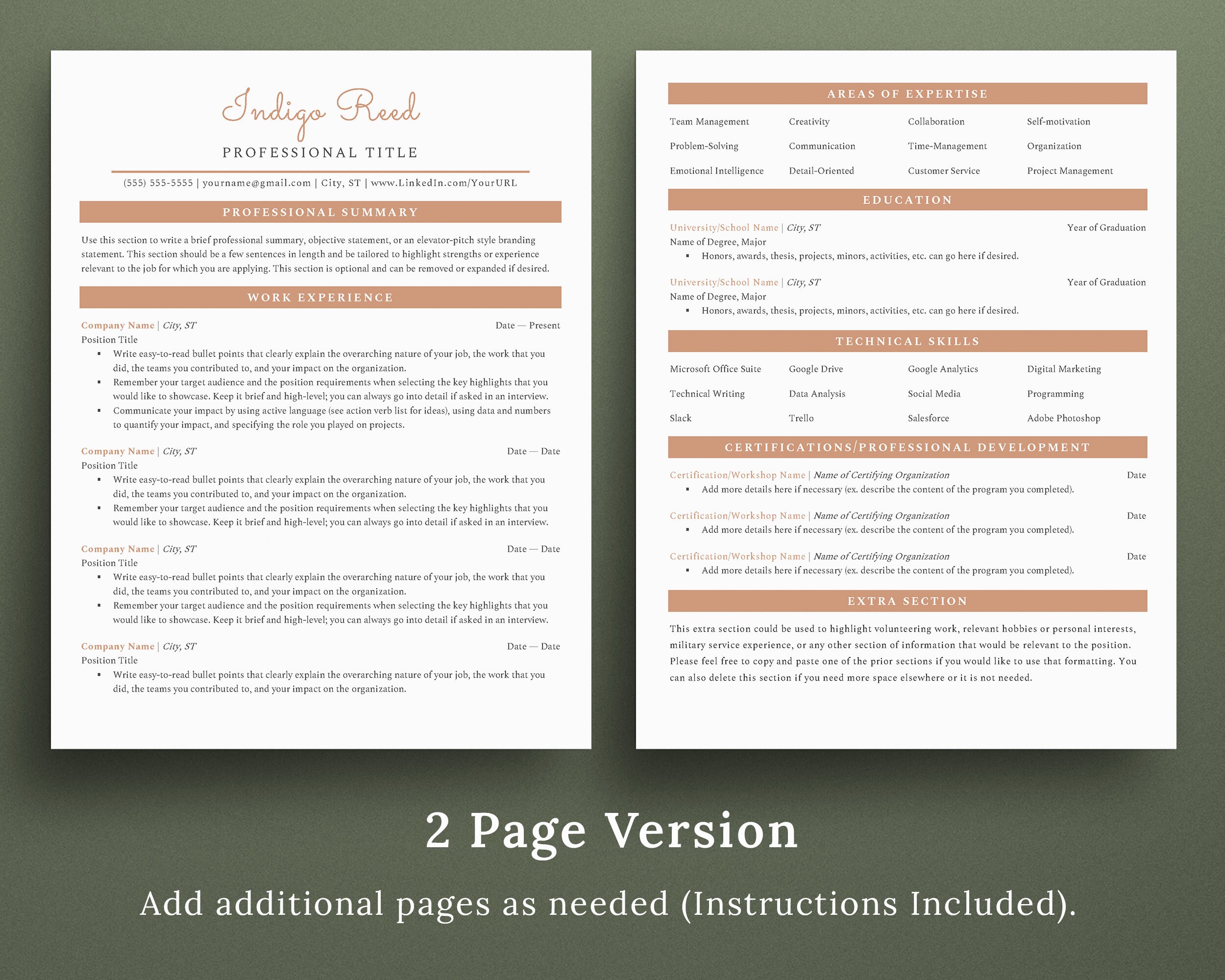 Sleek & Simple Resume Template With Ats-friendly Design - Etsy