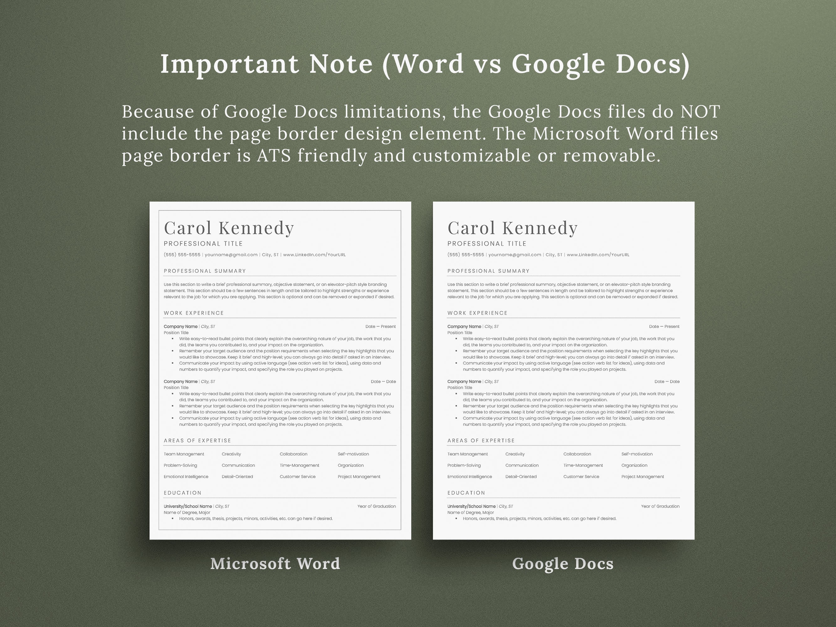 Sleek Ats-optimized Resume CV Template Professional Modern Design for ...