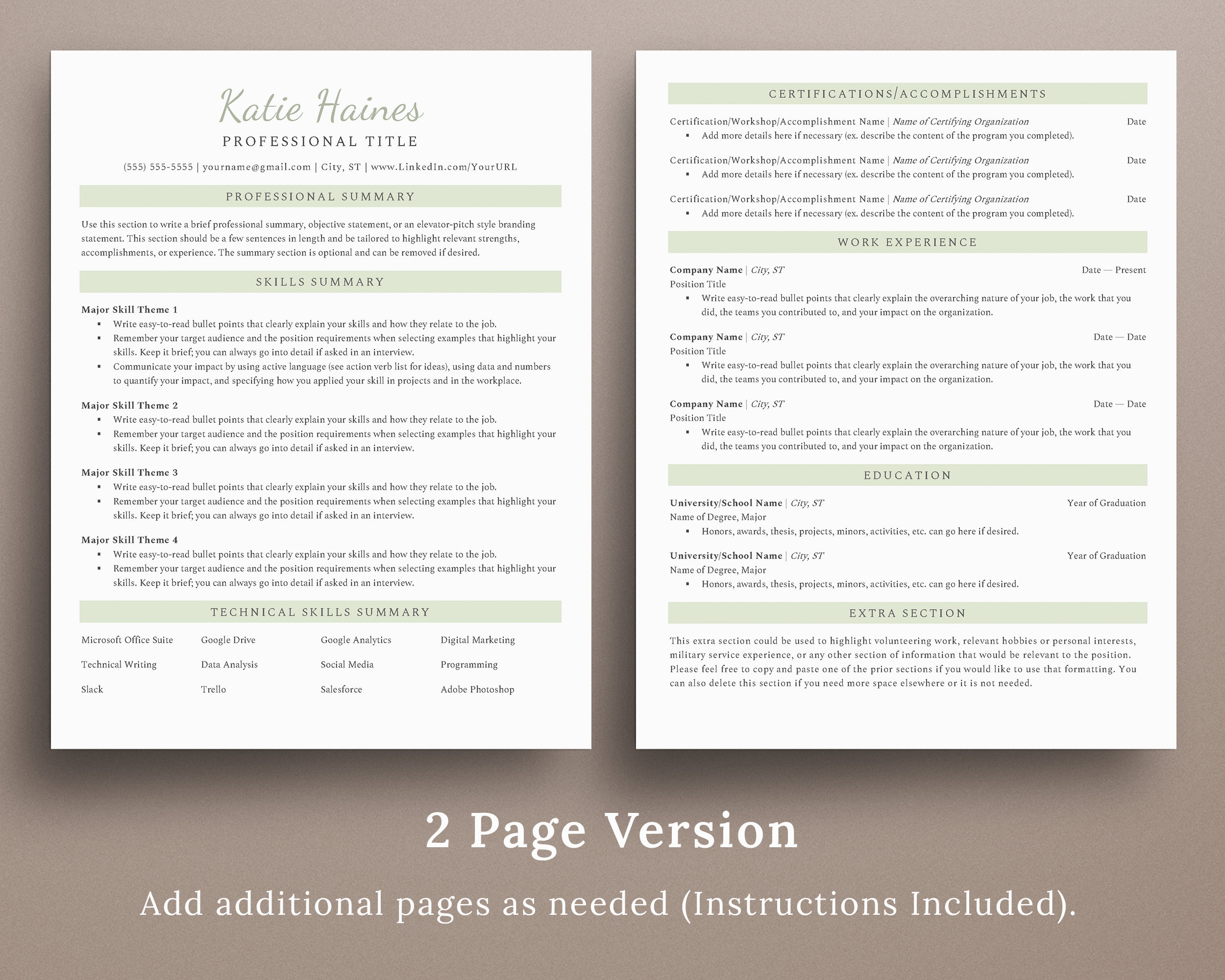 Modern Functional Minimalist Resume ATS Template Clean Design for Word ...