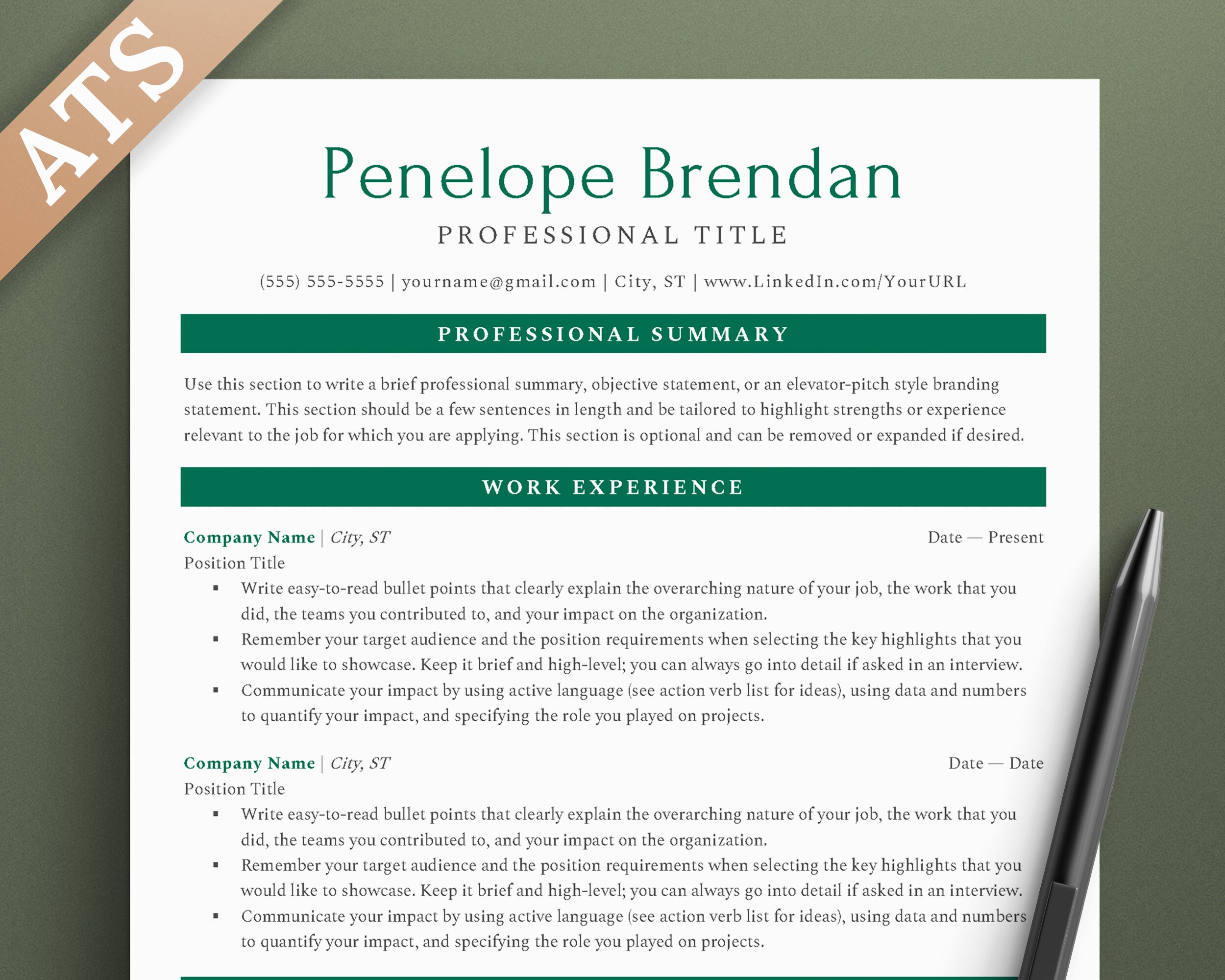 Bold Elegant Resume Template Clean Design for Google Docs & Word Ats ...