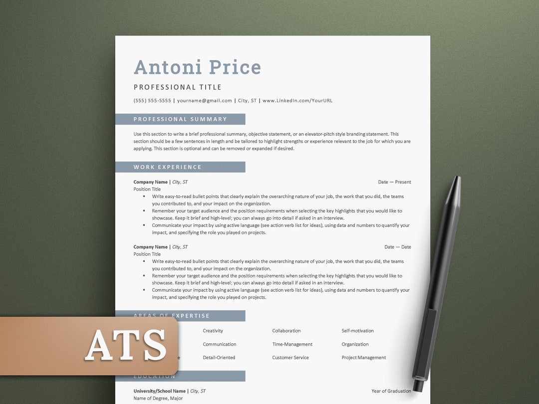 Modèle de CV ATS moderne et élégant | Design professionnel pour ...