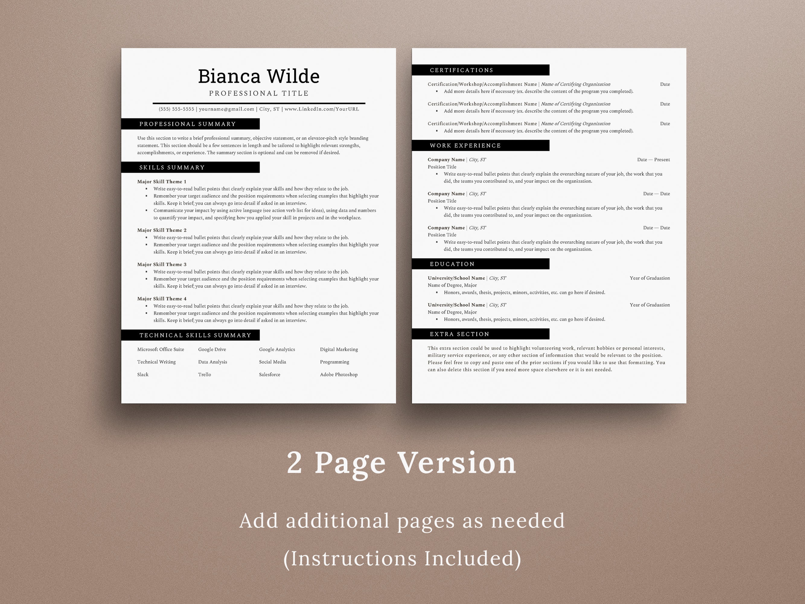 Formal Skill-based Resume Template Ats-optimized | Modern Functional ...