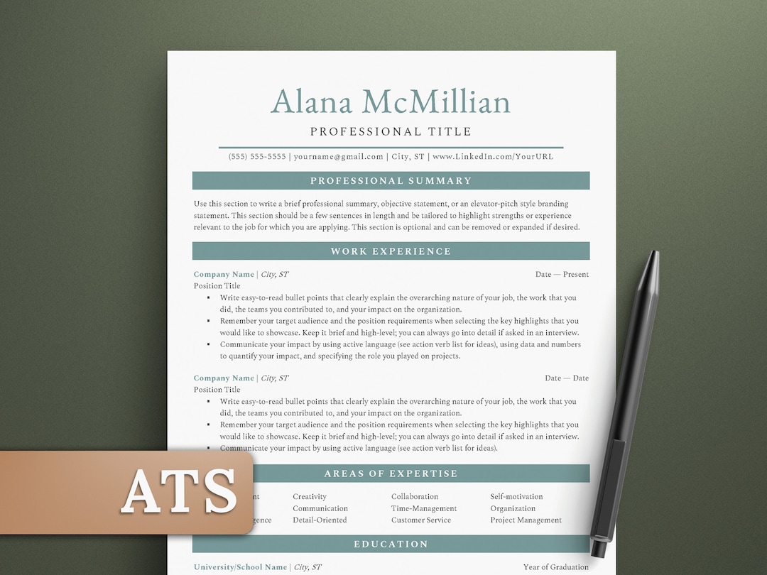 Clean Professional Ats-friendly Resume Template HR | Modern ATS Design ...