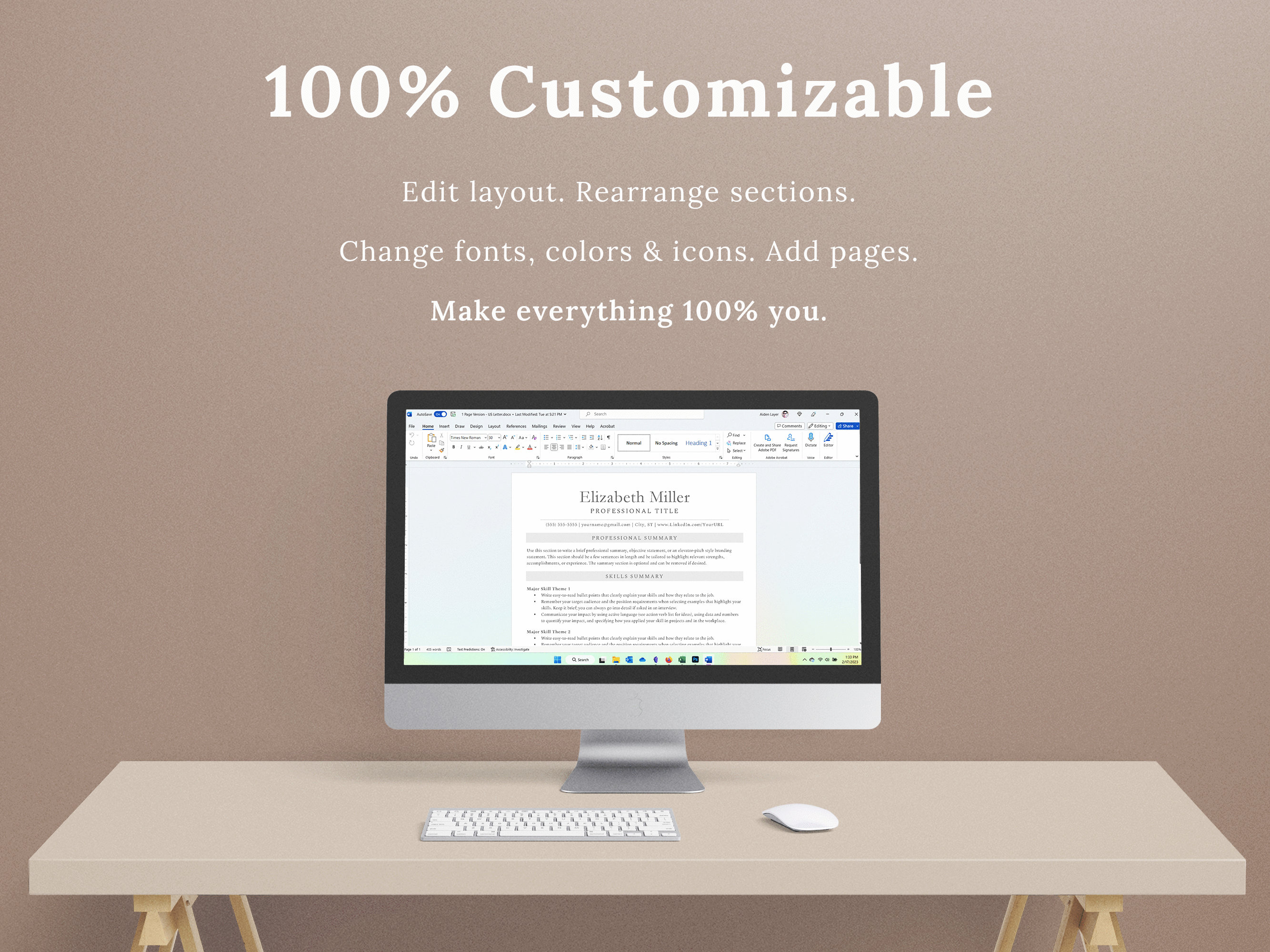 Functional Skill-based Resume Template for Google Docs and Word | Clean ...