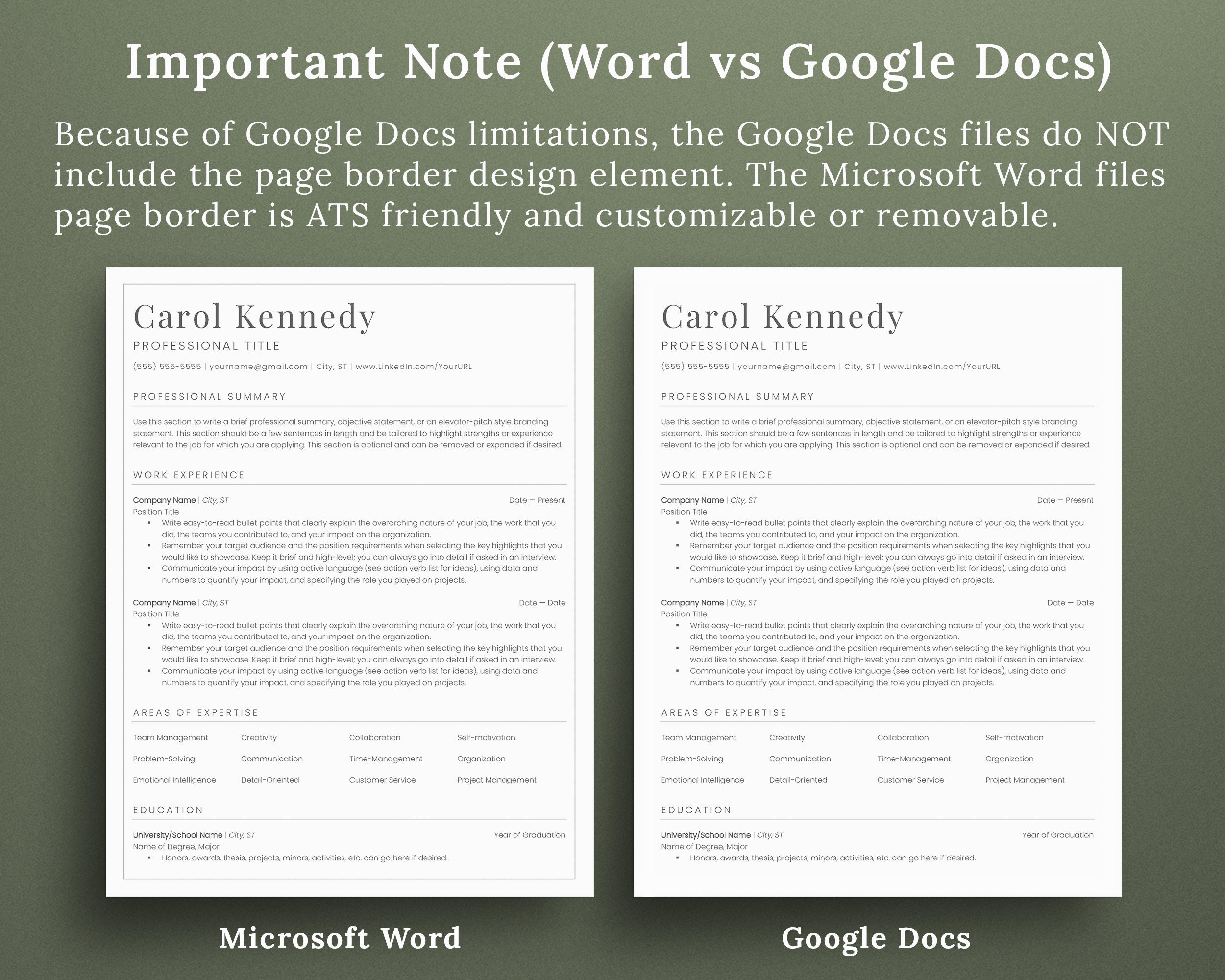 Sleek Ats-optimized Resume CV Template Professional Modern Design for ...