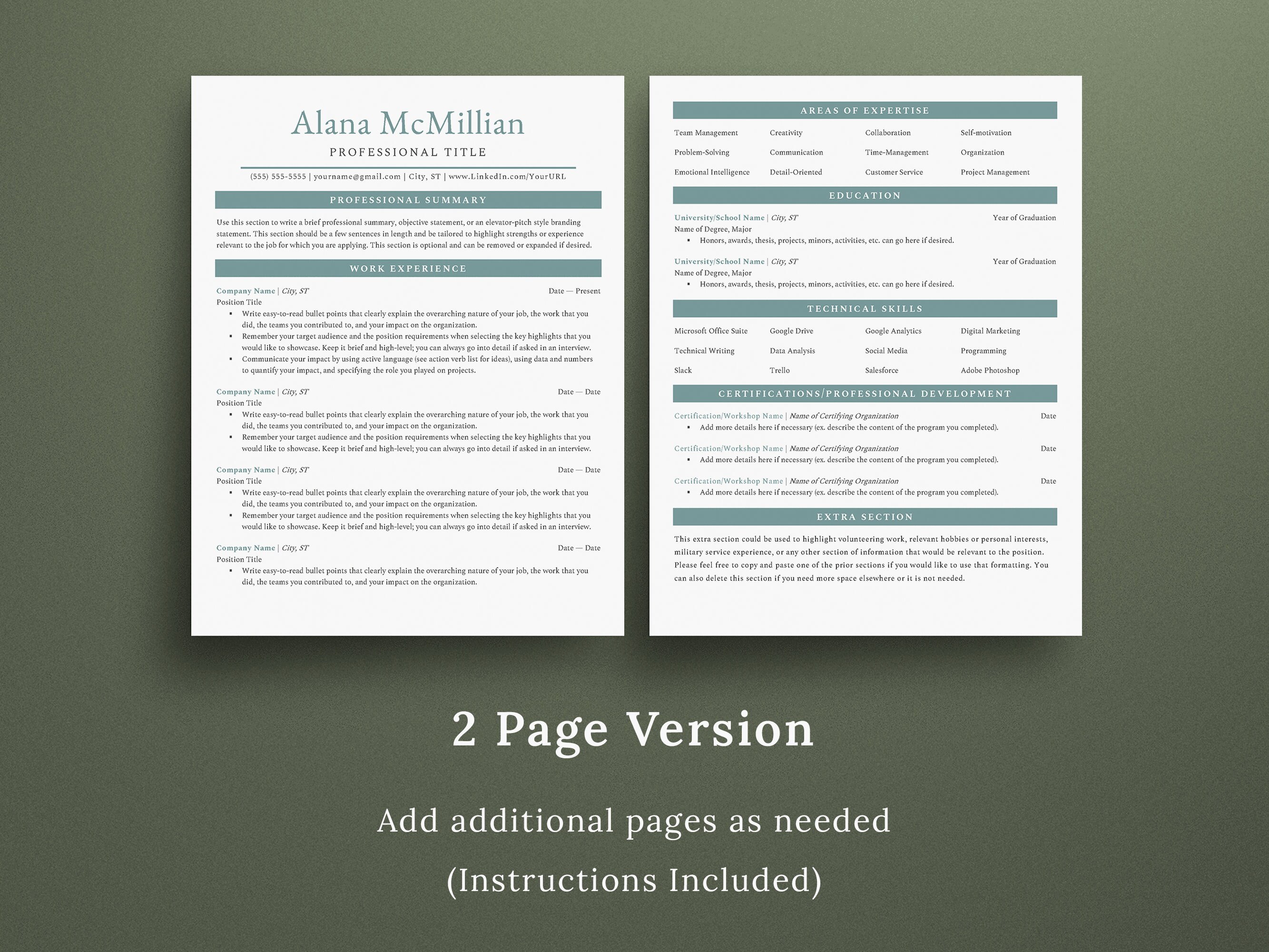 Clean Professional Ats-friendly Resume Template HR | Modern ATS Design ...