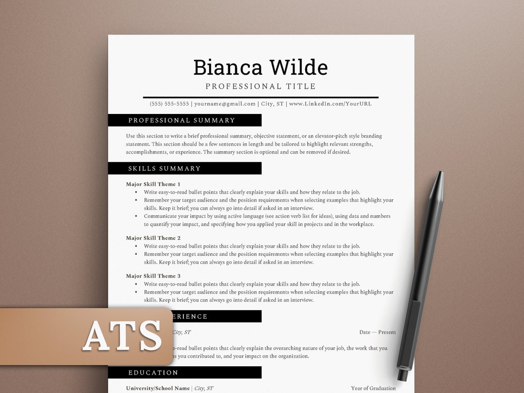 Formal Skill-based Resume Template Ats-optimized | Modern Functional ...