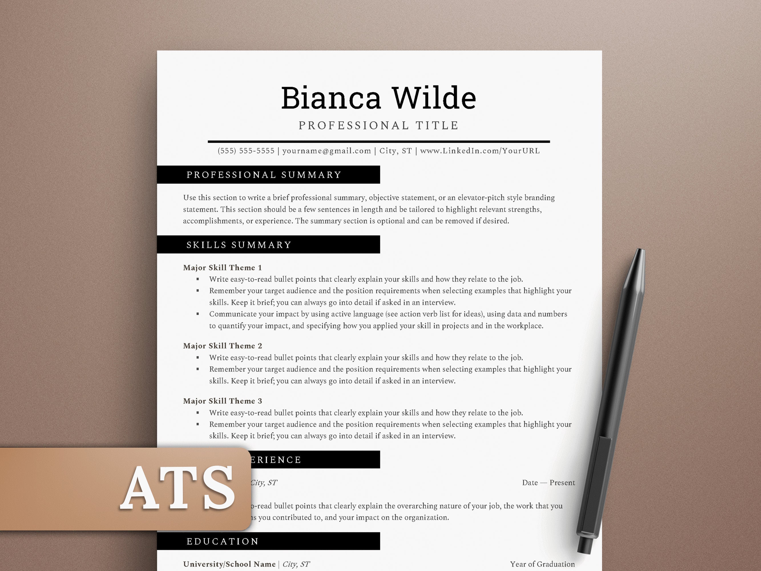 Formal Skill-based Resume Template Ats-optimized | Modern Functional ...