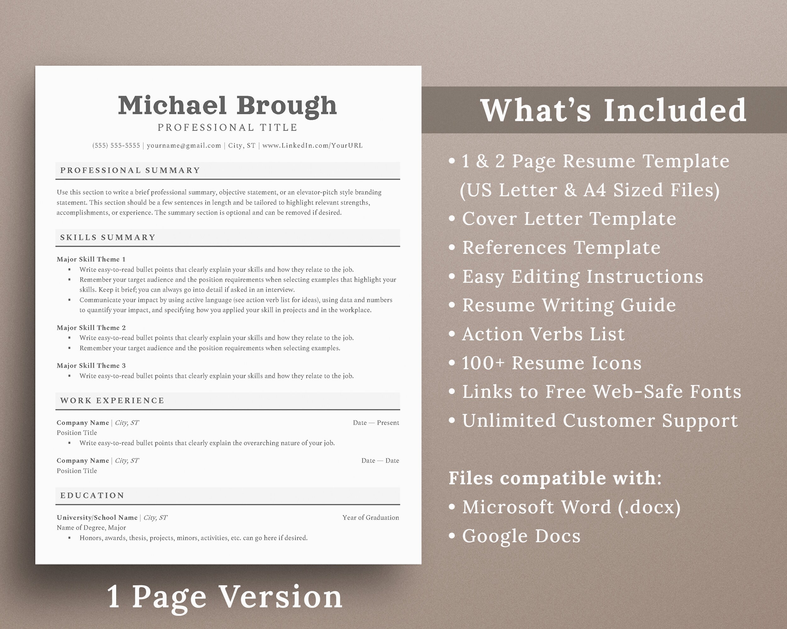Ats-friendly Functional Resume Template for Microsoft Word and - Etsy